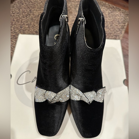 Cato | Shoes | Nib M Black Brushed Fabric Rhinestone Bow Bootie With ...